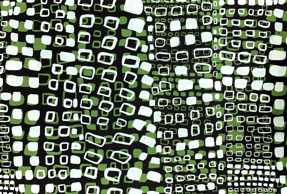 Linygurra (crocodile) on linen - Maxine Charlie | Nagula Jarndu